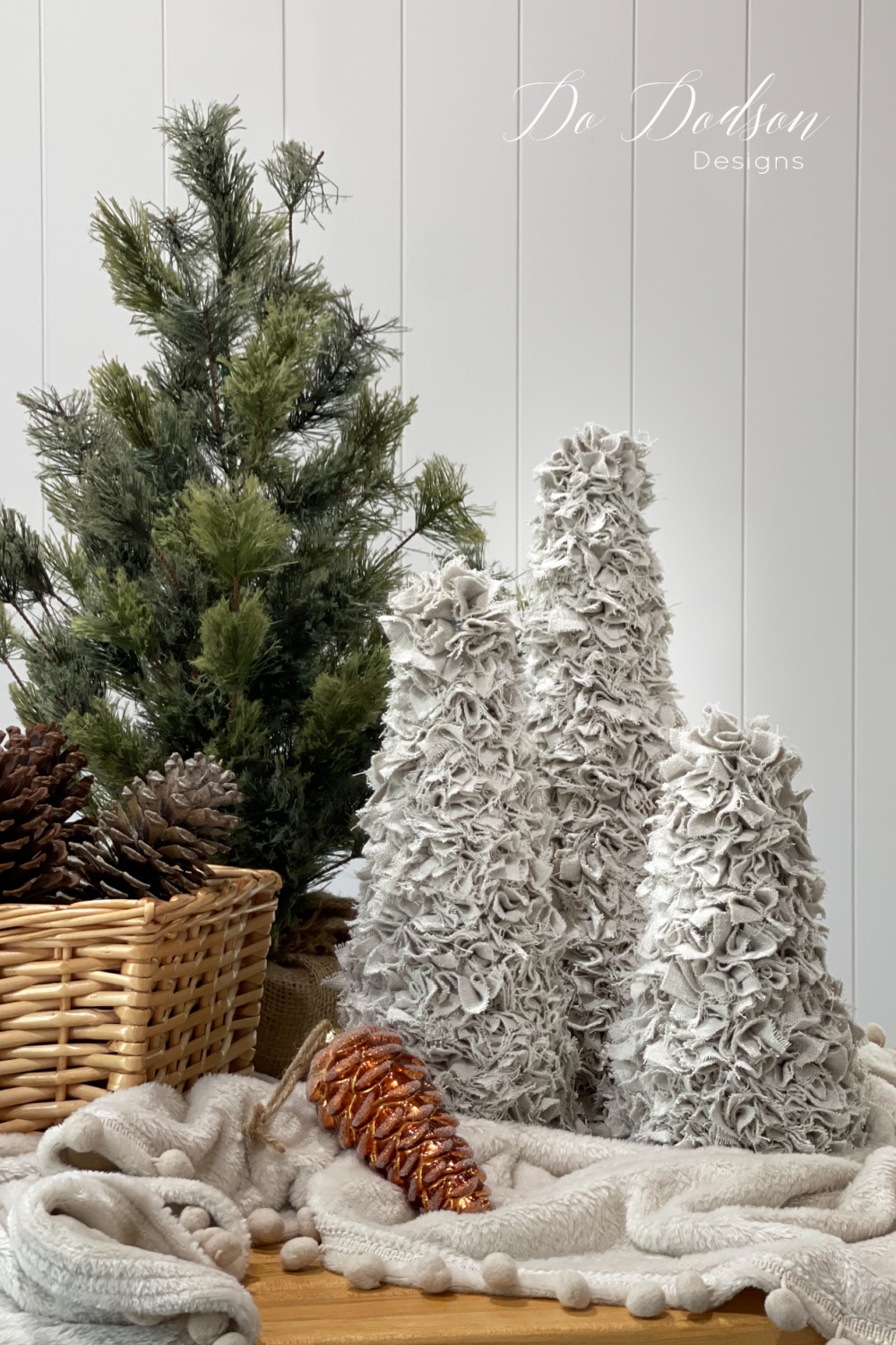 Easy DIY Drop Cloth Christmas Tree (No Sew Craft) - Do Dodson Designs