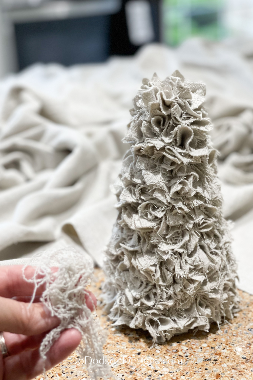 Easy DIY Drop Cloth Christmas Tree (No Sew Craft) - Do Dodson Designs