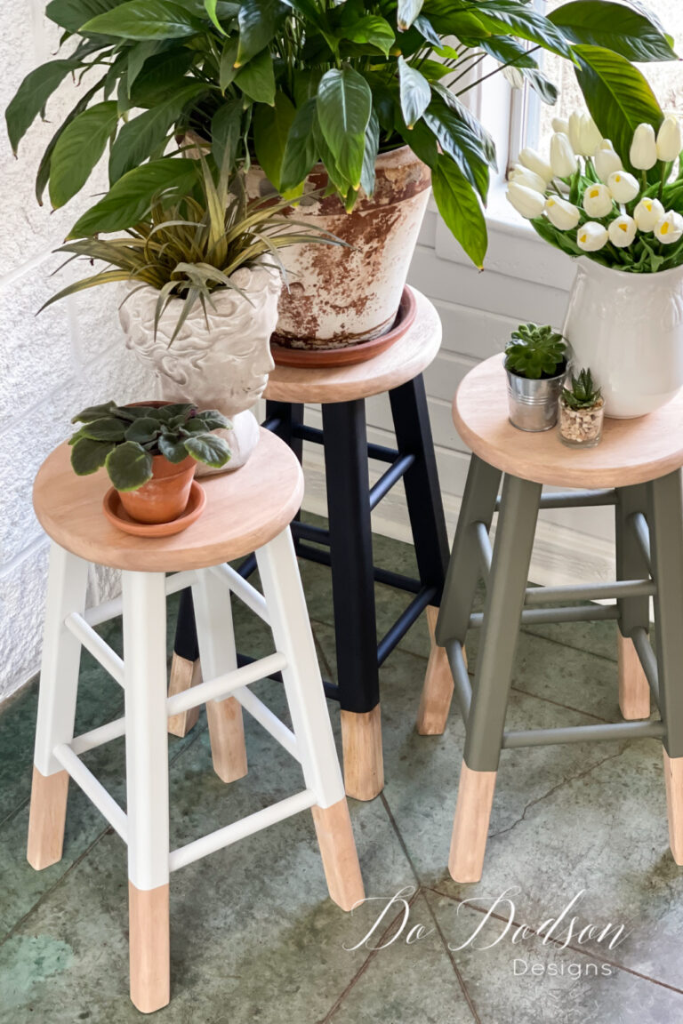 DIY Wooden Bar Stool Makeover | Plant Stands - Do Dodson Designs
