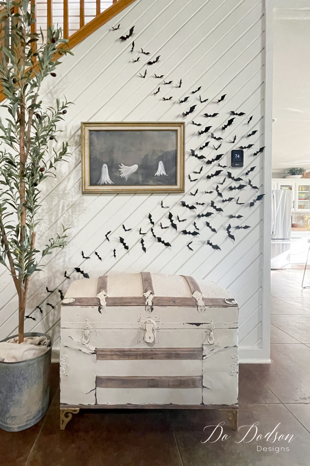 Easy Ghost Paintings On Thrifted Art For Halloween - Do Dodson Designs