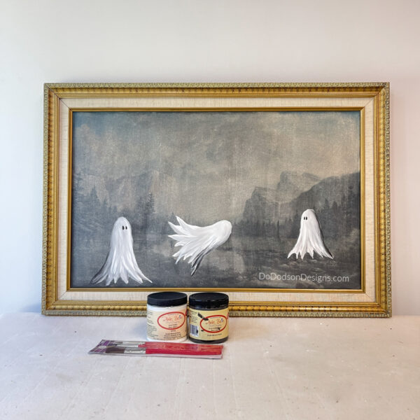 Easy Ghost Paintings On Thrifted Art For Halloween - Do Dodson Designs